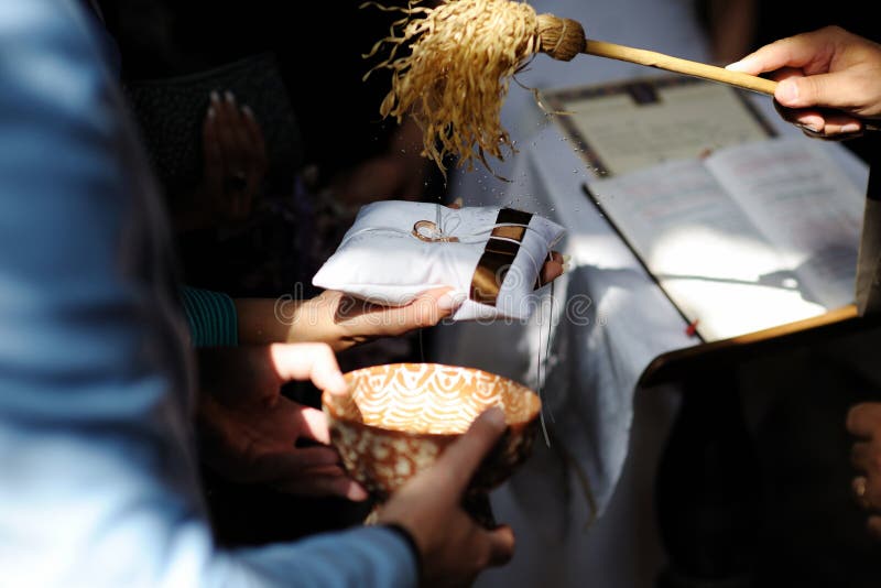 Priest Blessing Wedding Rings Stock Image - Image of couple, commitment ...