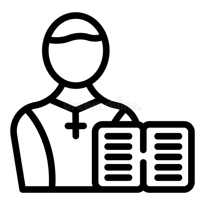 Priest Book Read Icon Outline Vector. Adult Catholic Stock Illustration ...
