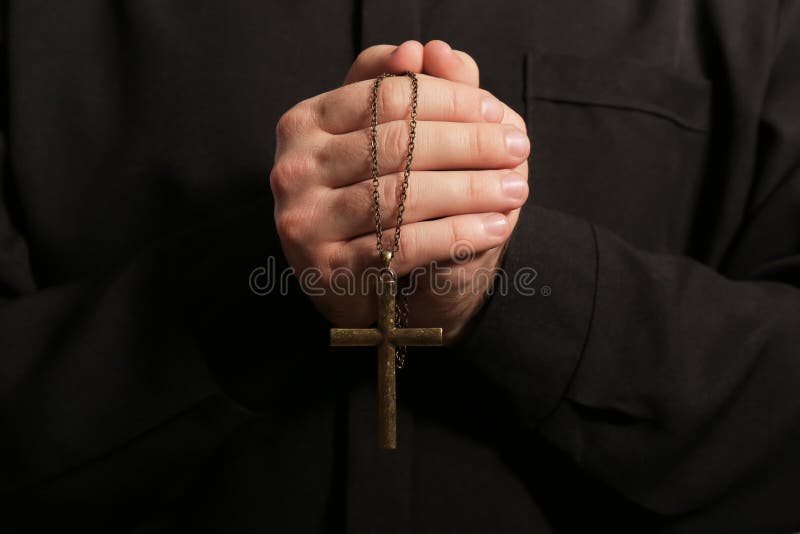 Priest in Cassock with Cross, Closeup View Stock Photo - Image of ...