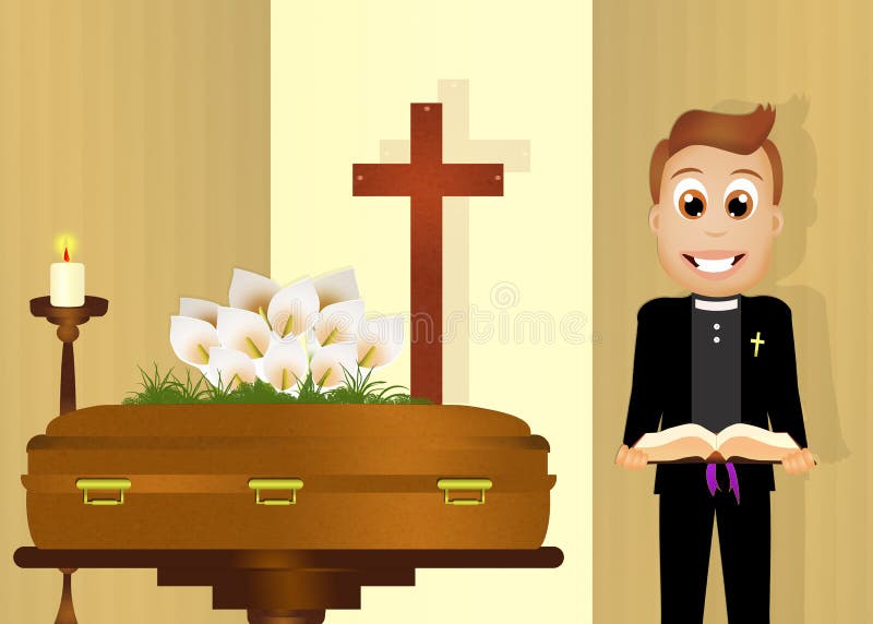 Priest celebrates funeral stock illustration. Illustration of catholic ...