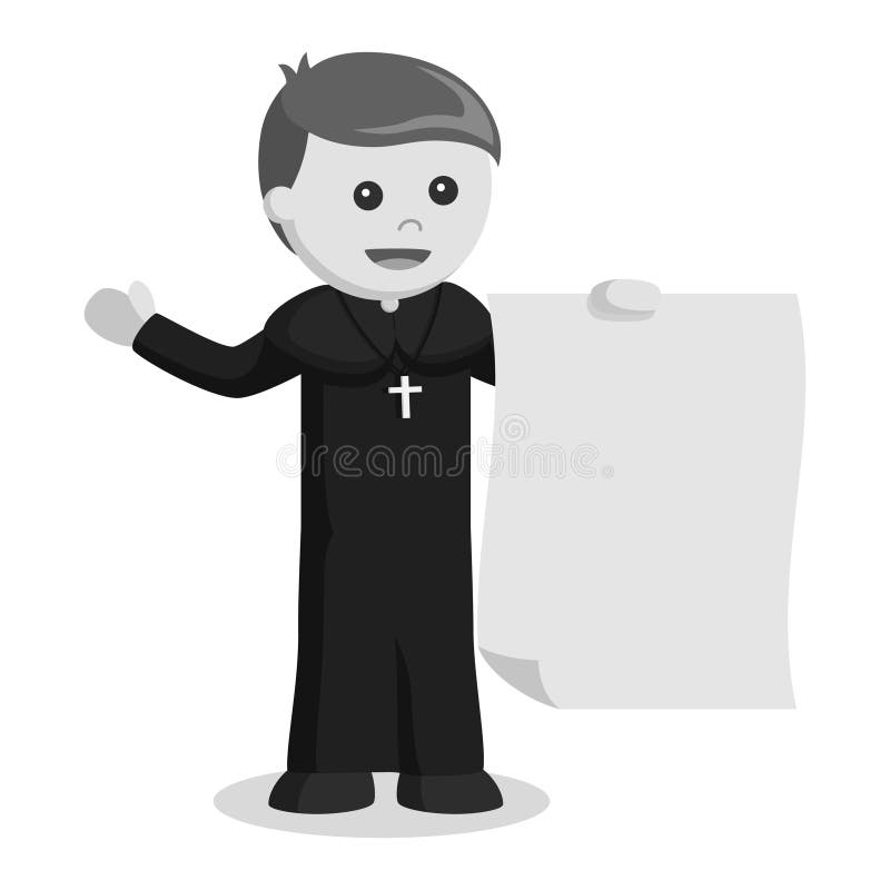 Priest Character Profession Design Vector Black and White Stock Vector ...