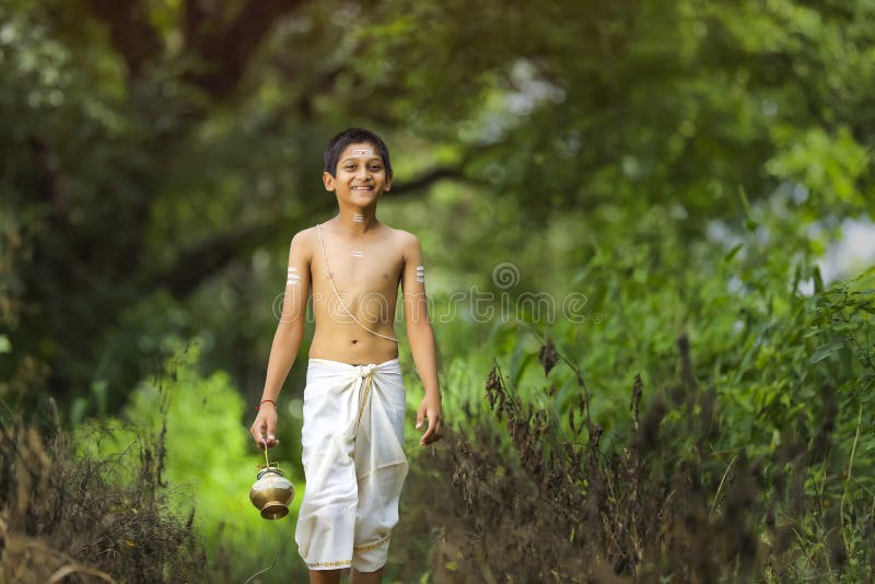 A Priest Child Walking at Forest Stock Image - Image of forest, garden ...