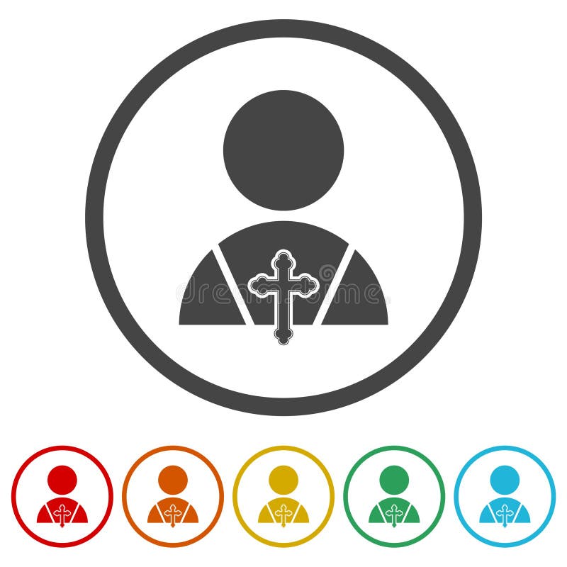 Priest Icons in Color Circle Buttons Stock Vector - Illustration of ...