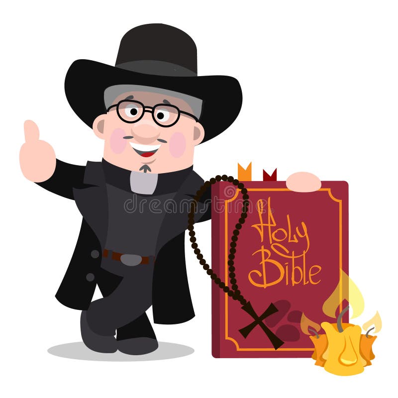 Priest with a Large Bible. Cartoon Characters Stock Illustration ...