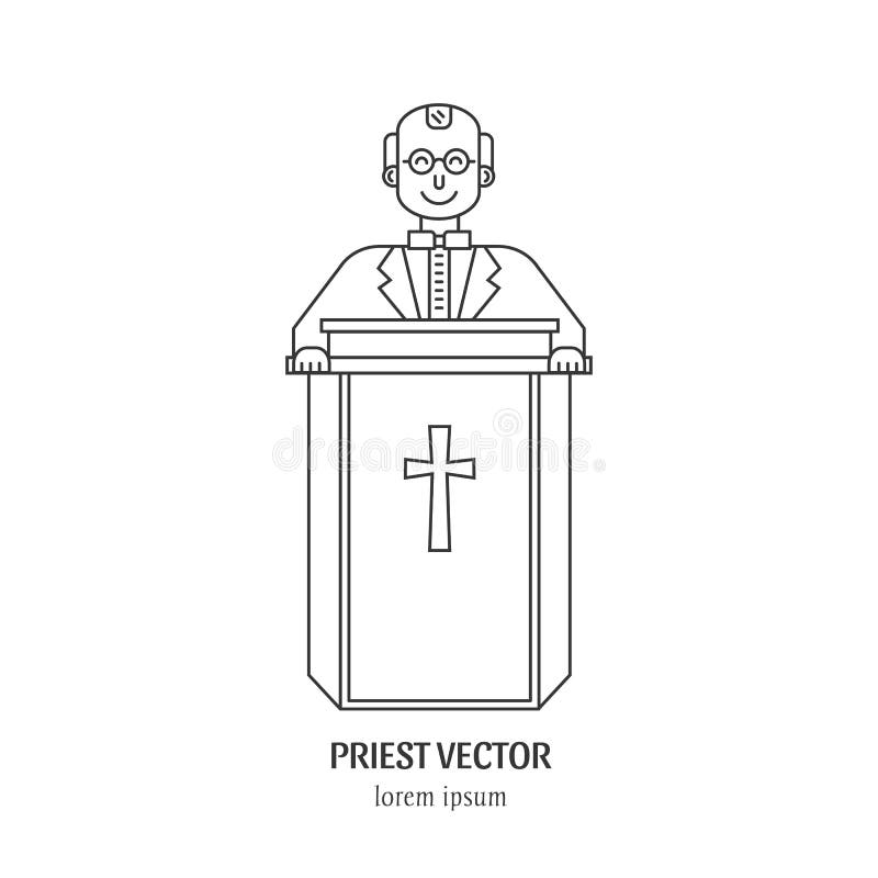Priest Line Illustration Colored Icon. Signs and Symbols Can Be Used ...