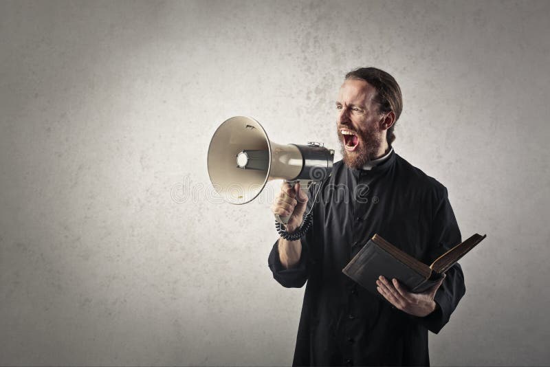 Screaming into a Megaphone stock image. Image of career - 26254931