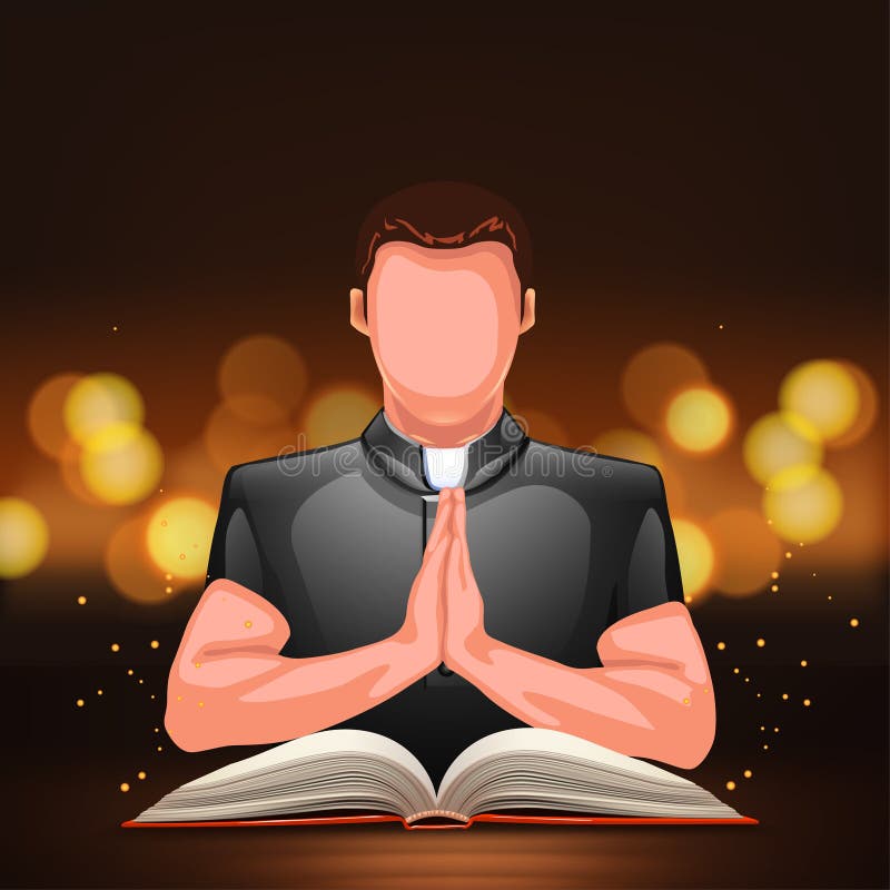 Priest praying with book stock vector. Illustration of black - 76797423