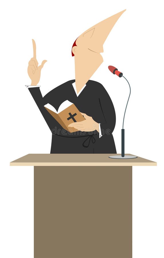 Priest Preaching at Podium. in God we Trust Stock Vector - Illustration ...