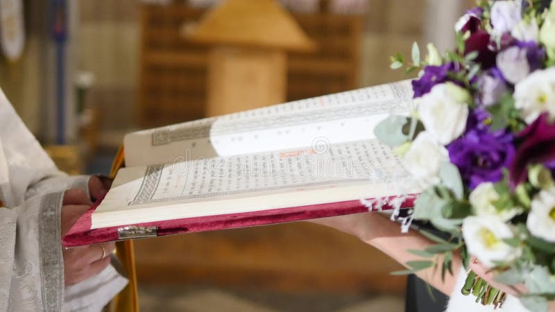 Priest Reading the Bible in Church. Wedding in the Orthodox Church, the ...