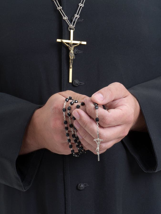 Priest with rosary stock image. Image of soutane, holding - 39846533