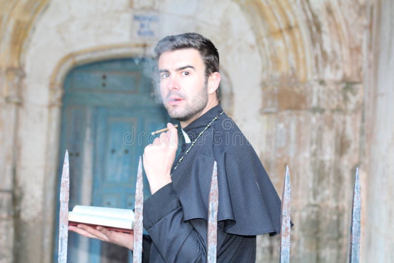 Priest Smoking while Taking a Break Stock Photo - Image of male, good ...