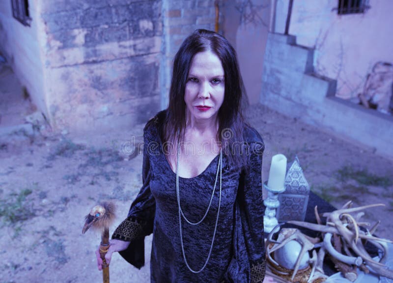 Priestess Near Pagan Altar stock photo. Image of ritual - 60850174