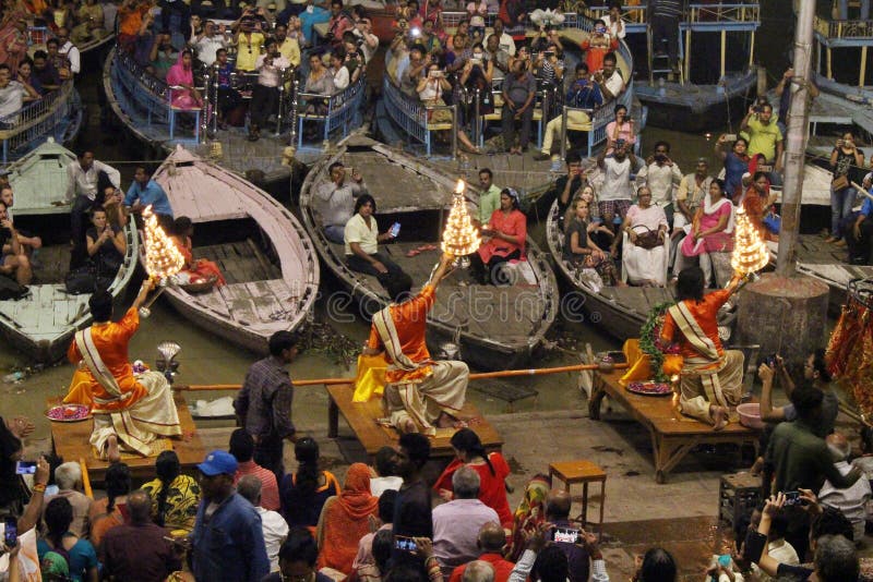 The Priests are Dancing with Fire, Doing the Ritual in Varanasi ...