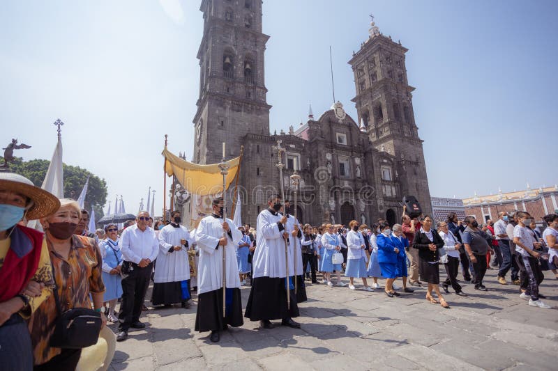 Priests and Members of the Catholic Church Perform a Procession ...