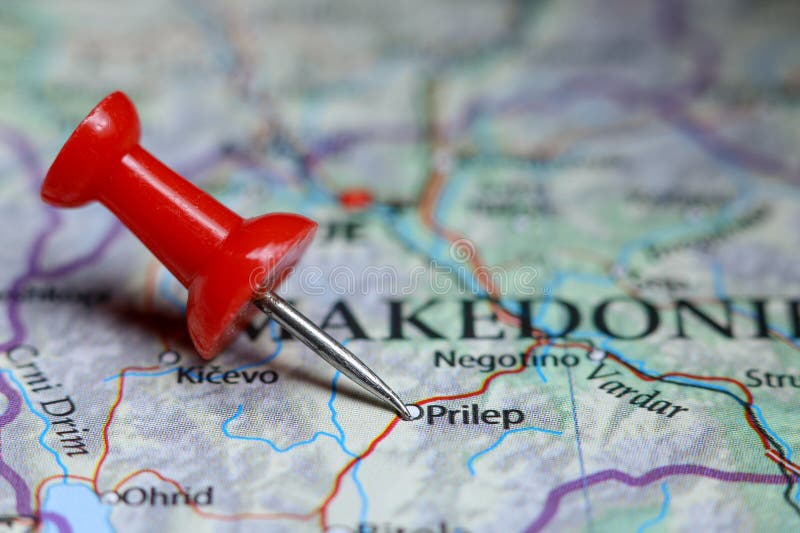 Prilep, North Macedonia Pin on Map Stock Image - Image of globe, object ...