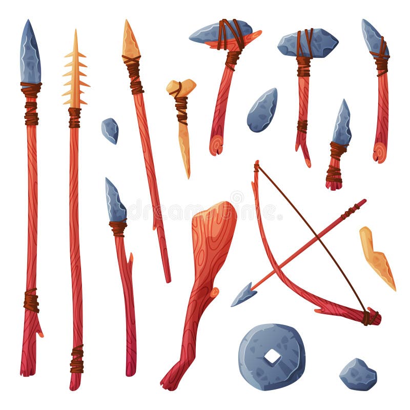 Primal Stone Age Tools and Weapon Vector Set Stock Vector ...