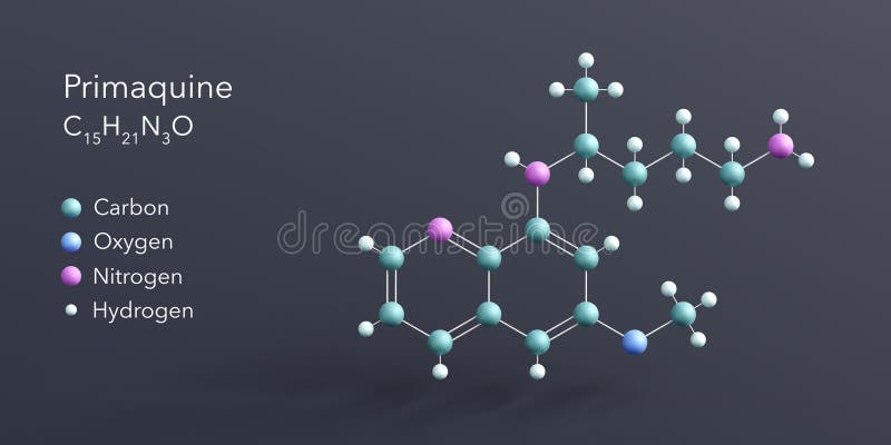 Primaquine Molecule 3d Rendering, Flat Molecular Structure with ...