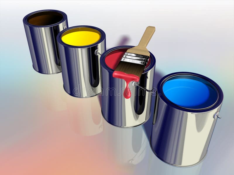 3 Vibrant Colors Paint Cans Stock Illustration - Illustration of ...