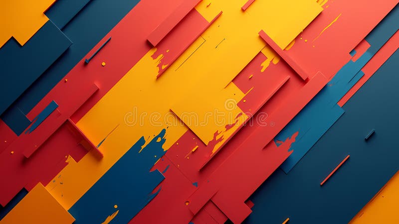 Primary Colors Background with Angular Shapes Stock Illustration ...