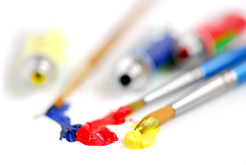 Primary colors oil paint stock photo. Image of draw, acrylic - 9955948
