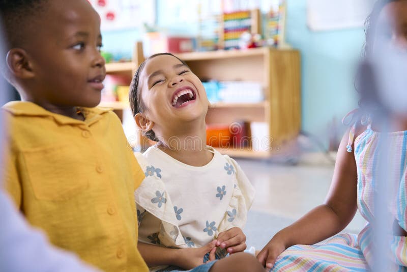 Primary or Elementary School Class Having Fun with Model Wind Turbine ...