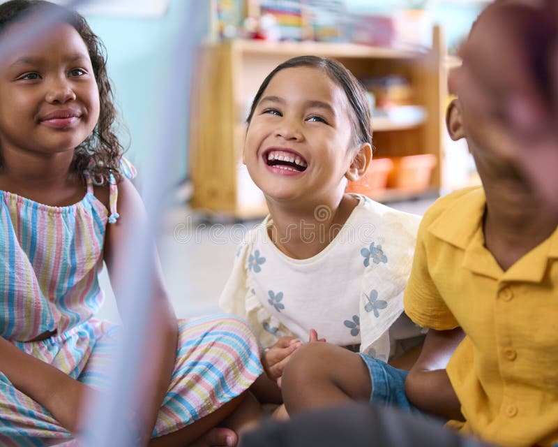 Primary or Elementary School Class Having Fun with Model Wind Turbine ...