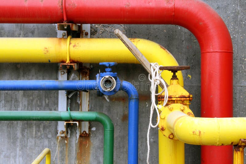 Primary pipework. stock image. Image of rusty, green - 13652715