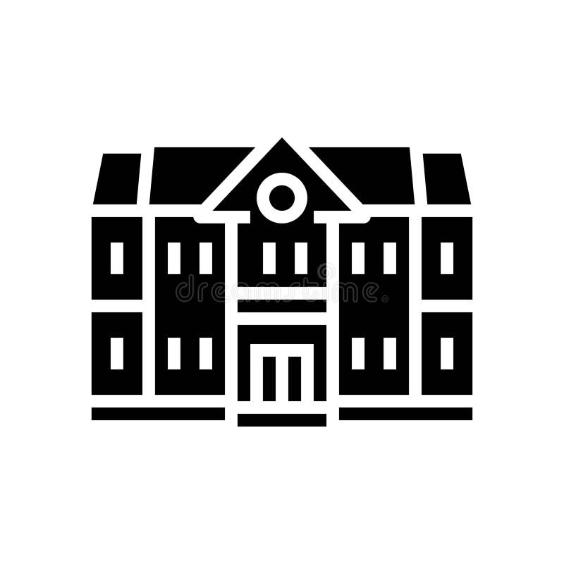 Primary School Building Glyph Icon Vector Illustration Stock Vector ...