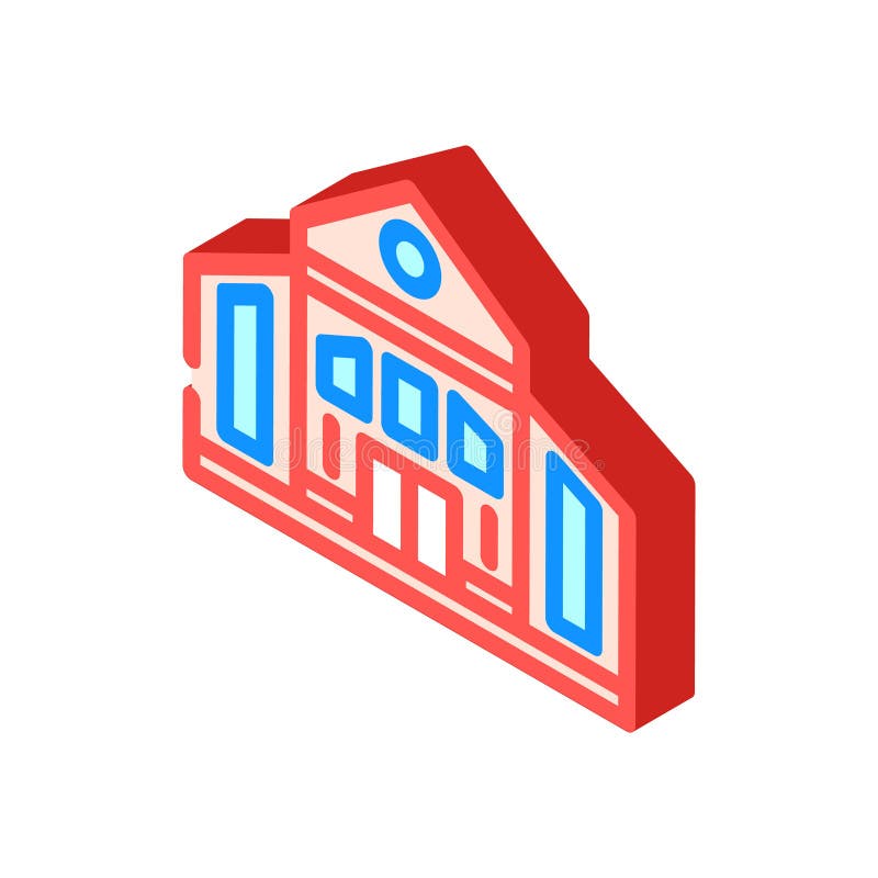 Primary School Building Isometric Icon Vector Illustration Stock ...