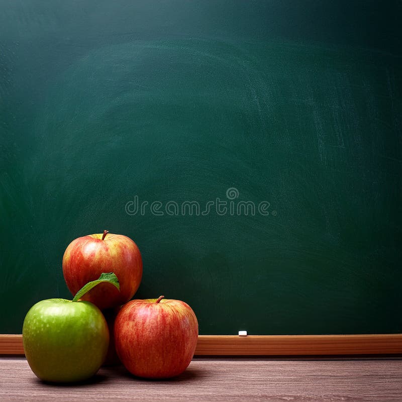 Primary School. Classroom Chalkboard with Apples Stock Illustration ...