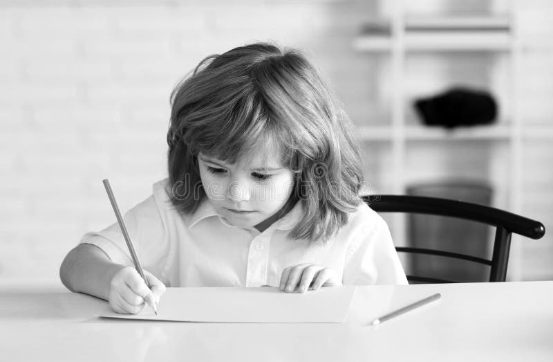 Primary School Pupil. School Kid in Classroom. Kid Gets Ready for ...