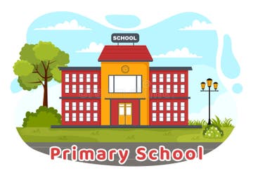 Primary School Vector Illustration of Students Children and School ...