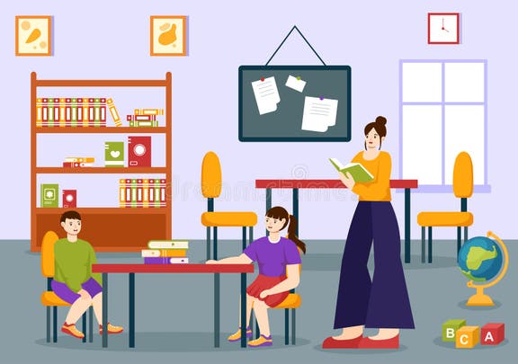 Primary School Vector Illustration of Students Children and School ...