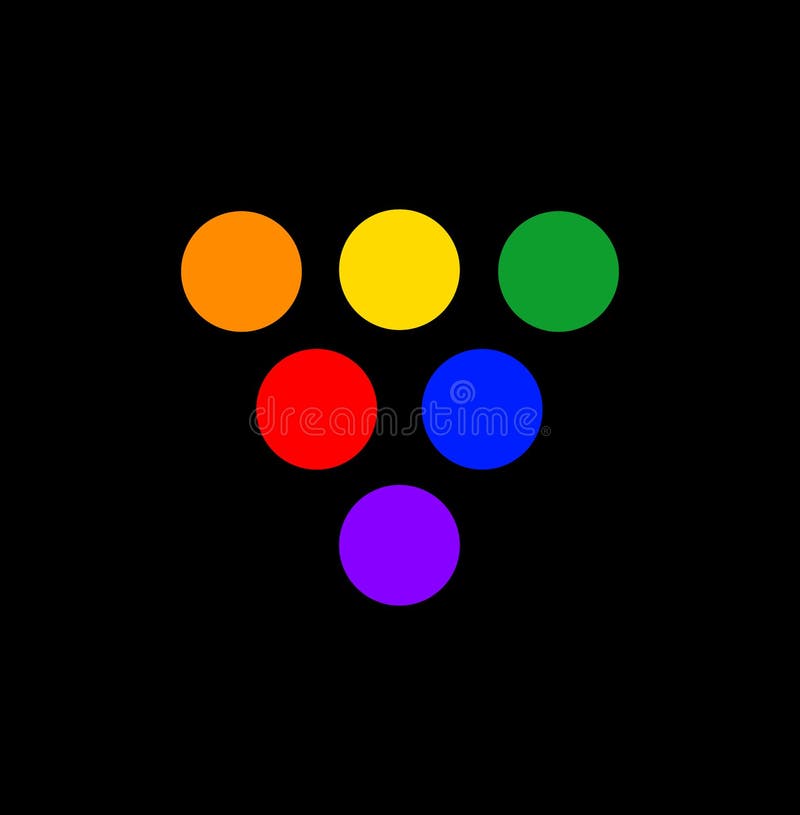 Primary and Secondary Colours Dots on Black Background Stock ...