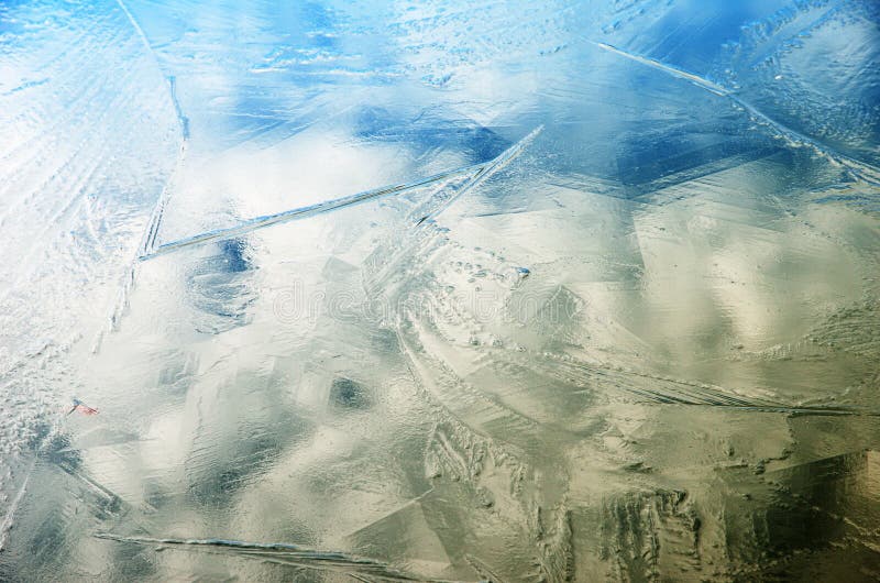 Primary Thin Ice with Reflection Stock Image - Image of winter, pattern ...