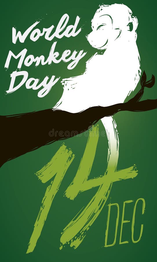 Primate Over a Branch, Forming the Date of Monkey Day, Vector ...