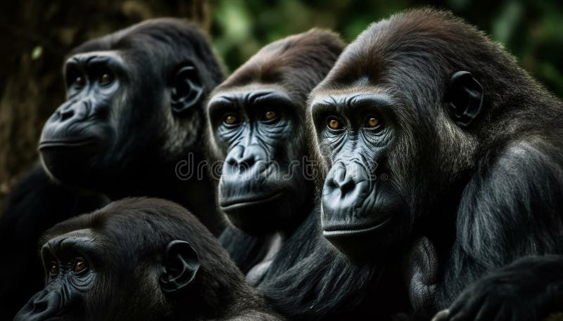 Primate Portrait Cute Monkey Staring at Camera Generated by AI Stock ...