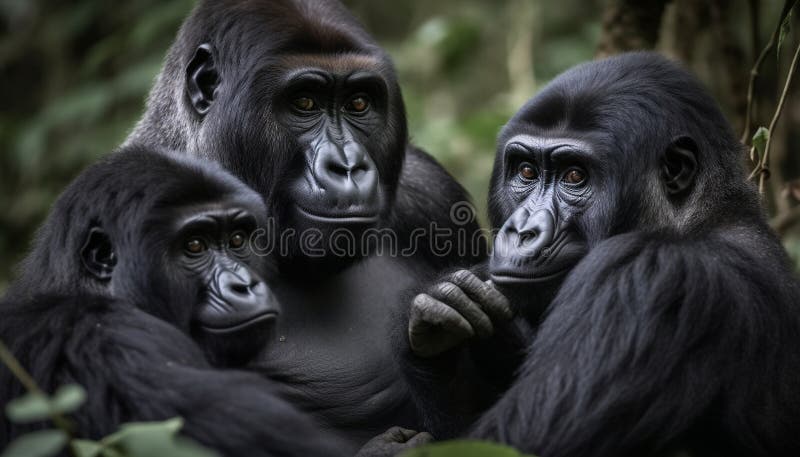 Primate Portrait Cute Monkey Staring at Camera Generated by AI Stock ...