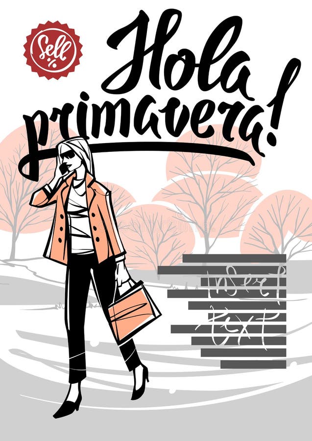 Primavera De Hola Muchacha En El Parque En La Primavera Ilustración del ...