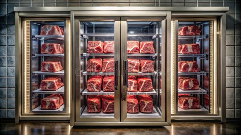 Prime Cuts of Meat in a Modern Refrigerated Display Case. Generative AI ...