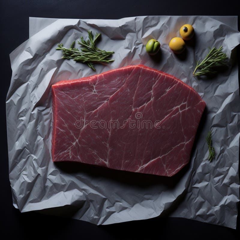 Prime Cuts: Raw Beef on Parchment Paper Stock Illustration ...