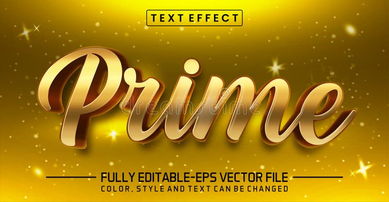 Prime golden text effect stock vector. Illustration of shine - 324180764
