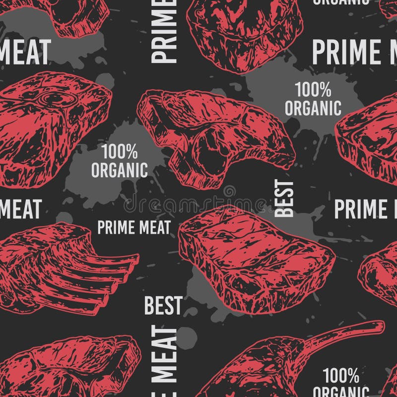 Prime Meat Colorful Pattern Seamless Stock Vector - Illustration of ...
