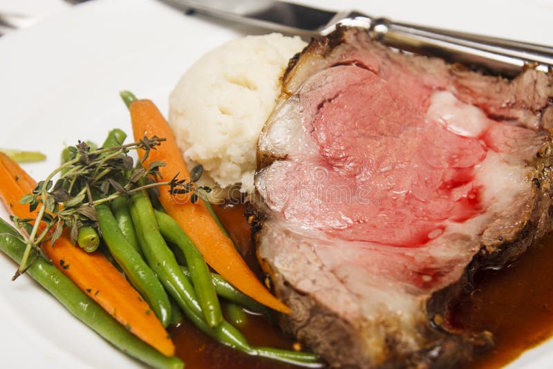 Prime Rib Dinner stock photo. Image of loaf, bread, potatoes - 8729556