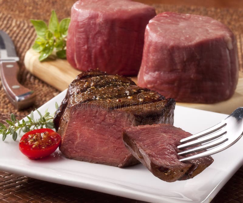 Prime Steak Cuts Seasoned And Ready For Searing Stock Photo - Image of ...