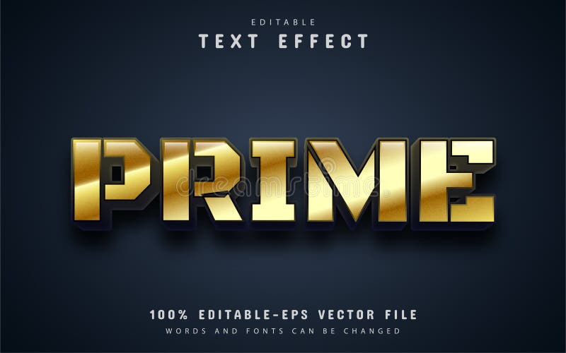 Prime Text, Gold Style Text Effect Stock Vector - Illustration of gold ...
