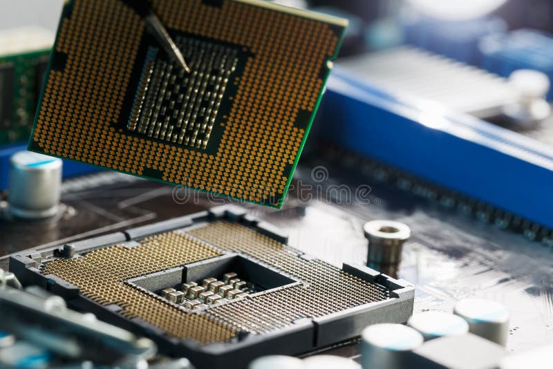 Primer De CPU Chip Processor Foco Selectivo Imagen de archivo - Imagen ...