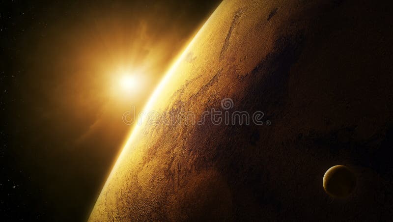 Primer De Marte Del Planeta Con Salida Del Sol En Espacio Stock de ...