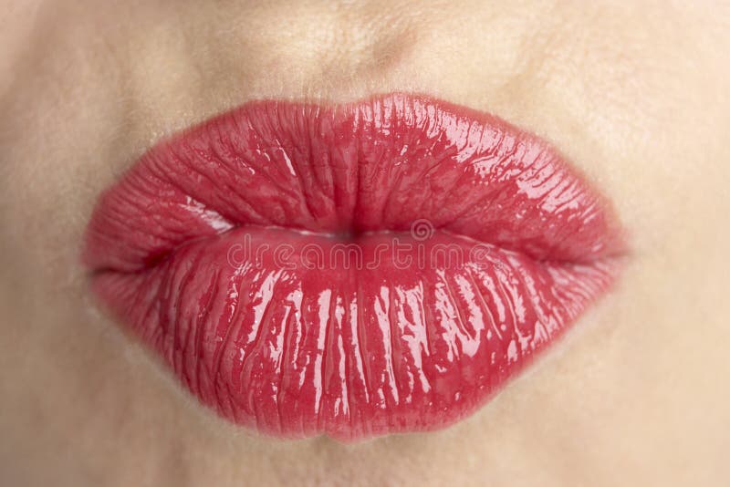 Primer Extremo De Los Labios De La Mujer Envejecida Media Imagen de ...