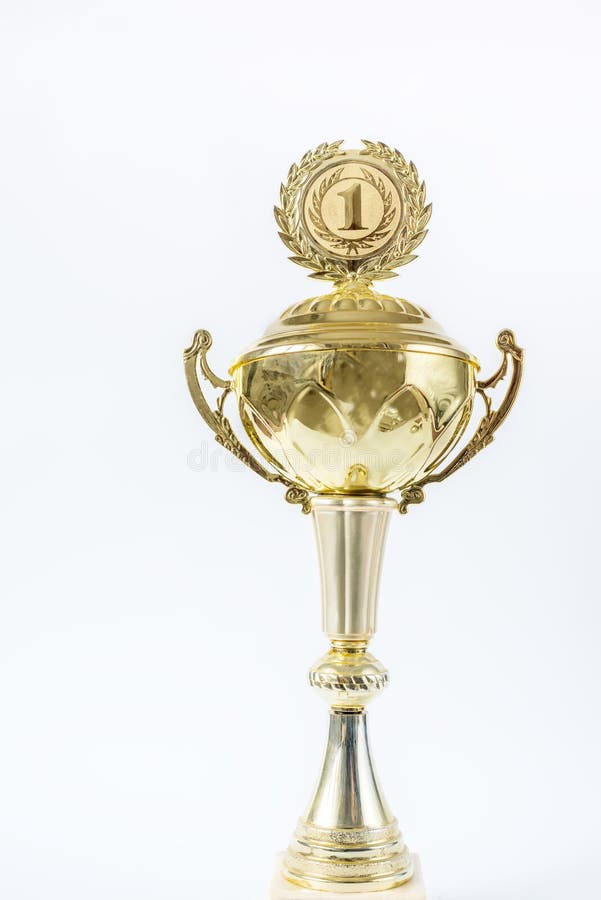 Primer Lugar Copa De Oro Sobre Fondo Blanco. Imagen de archivo - Imagen ...